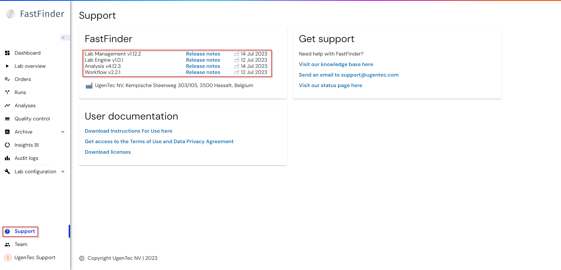 Where can I find the FastFinder software version? – FastFinder