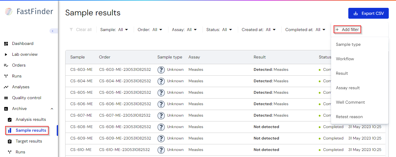 Sample results – FastFinder