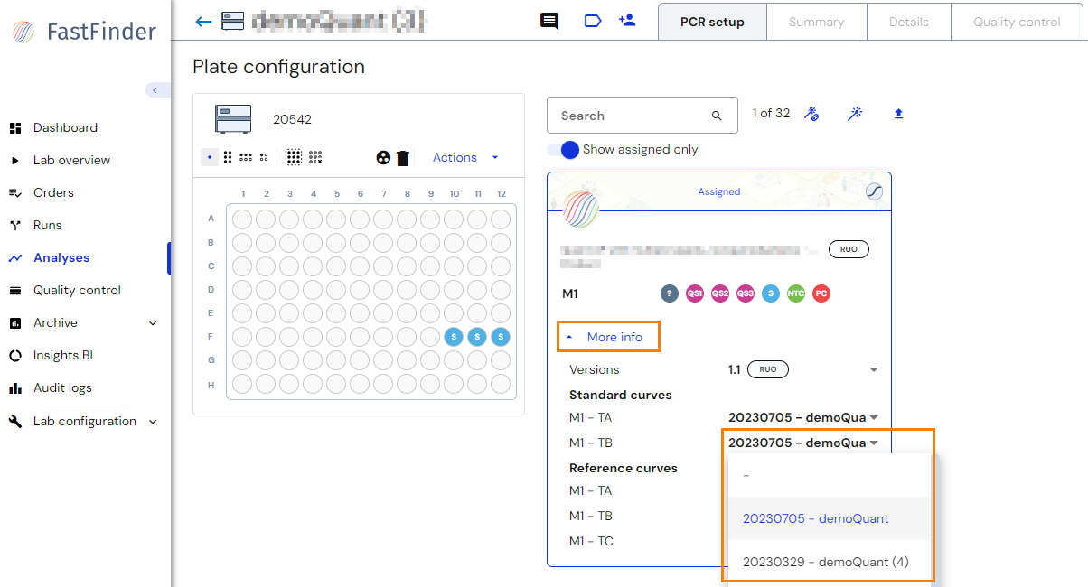 PCR tab – FastFinder
